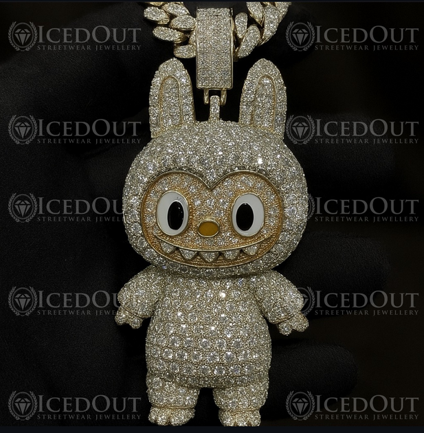 Labubu Doll Moissanite Pendant – Full Iced S925 Silver – IcedOut