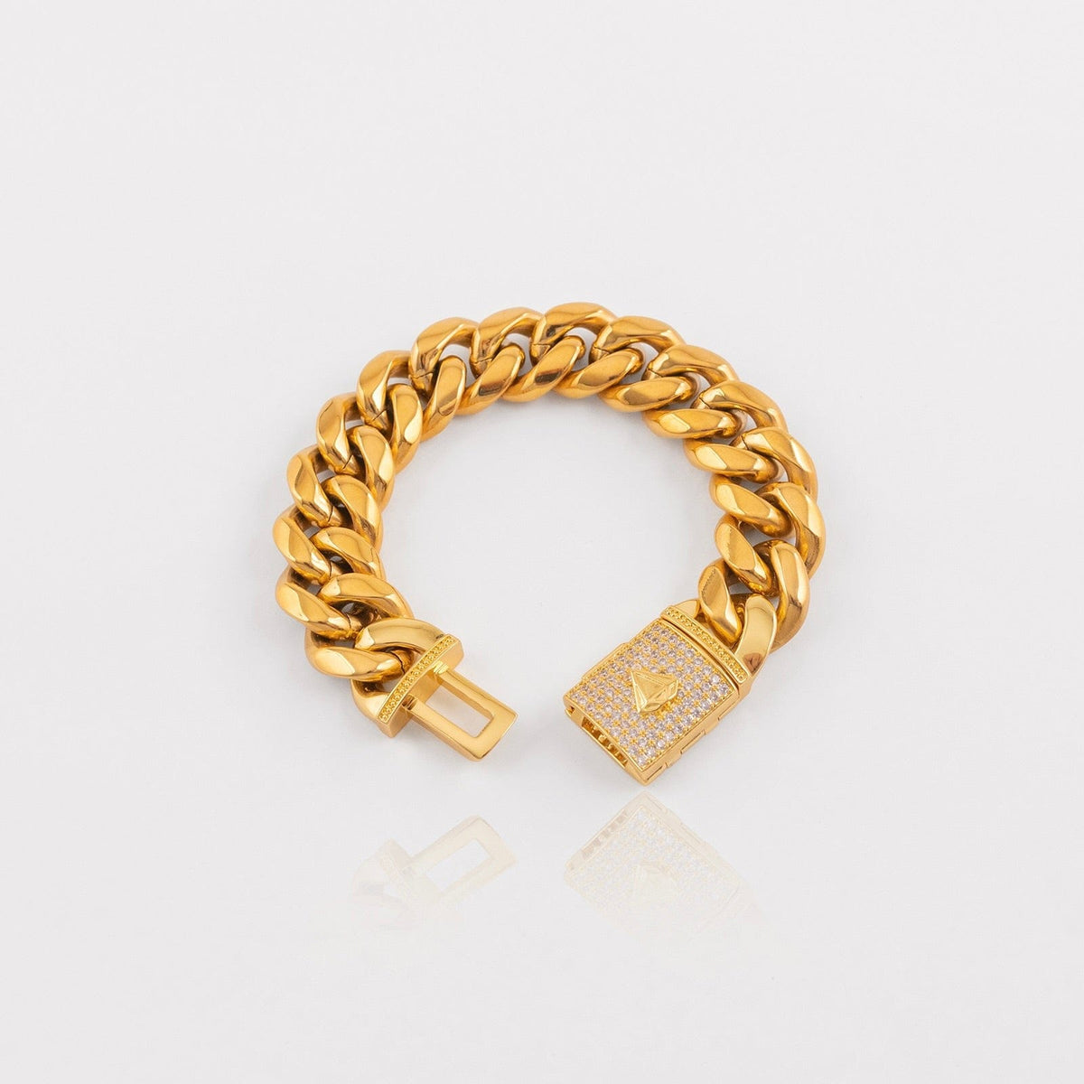 18MM Cuban Chain Iced Box Clasp – Gold – IcedOut