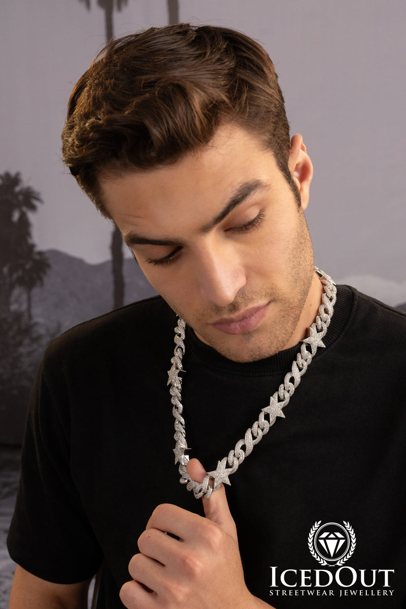 Platinum Star Cuban Link Chain White Gold | Iced Necklace – IcedOut